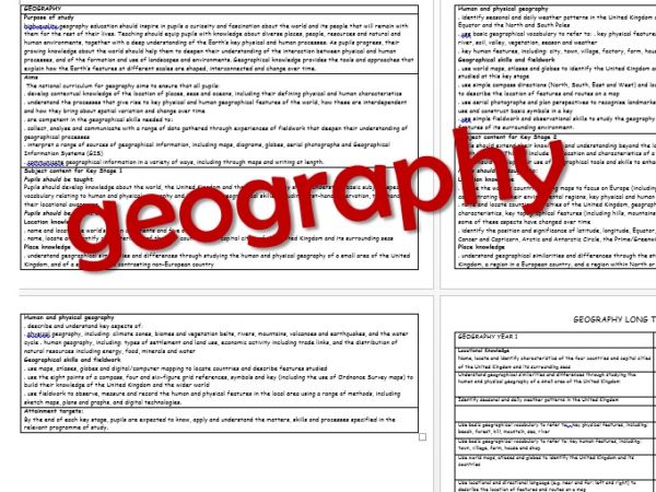 Geography Year Group Objectives | Curriculum 2014 geography planning ...