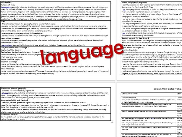 Language Year Group Objectives | Curriculum 2014 Language planning for ...